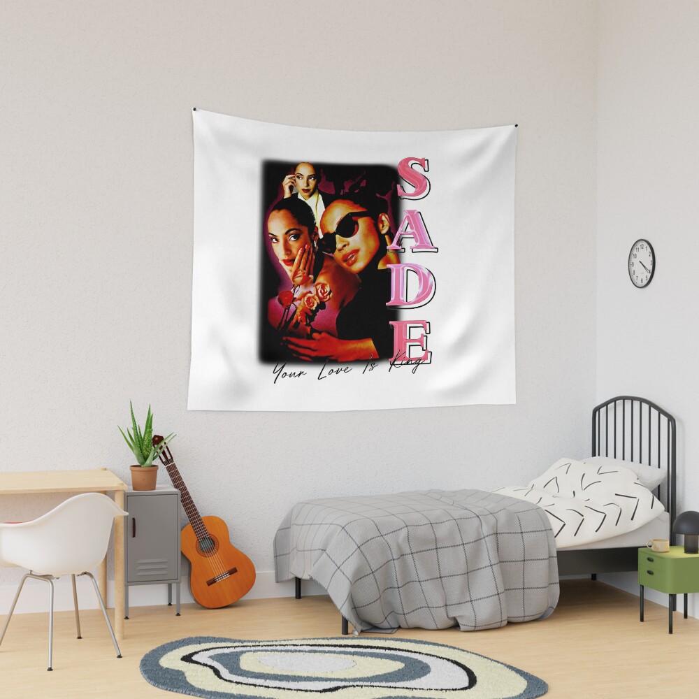 Sade With Pink Text Tapestry